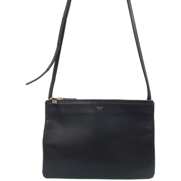 Celine | Bags | Celine Trio Leather Crossbody Bag Black | Poshmark